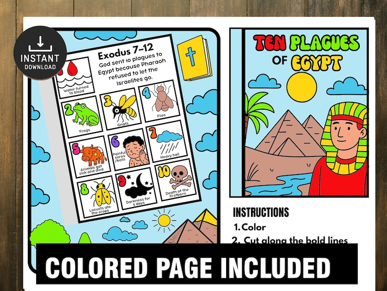 Ten Plagues of Egypt Mini Book, Kids Bible Lesson, Sunday School, Bible ...