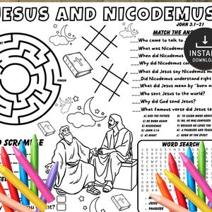 Jesus and Nicodemus Activity Pages, Bible Activities, Church Kids ...