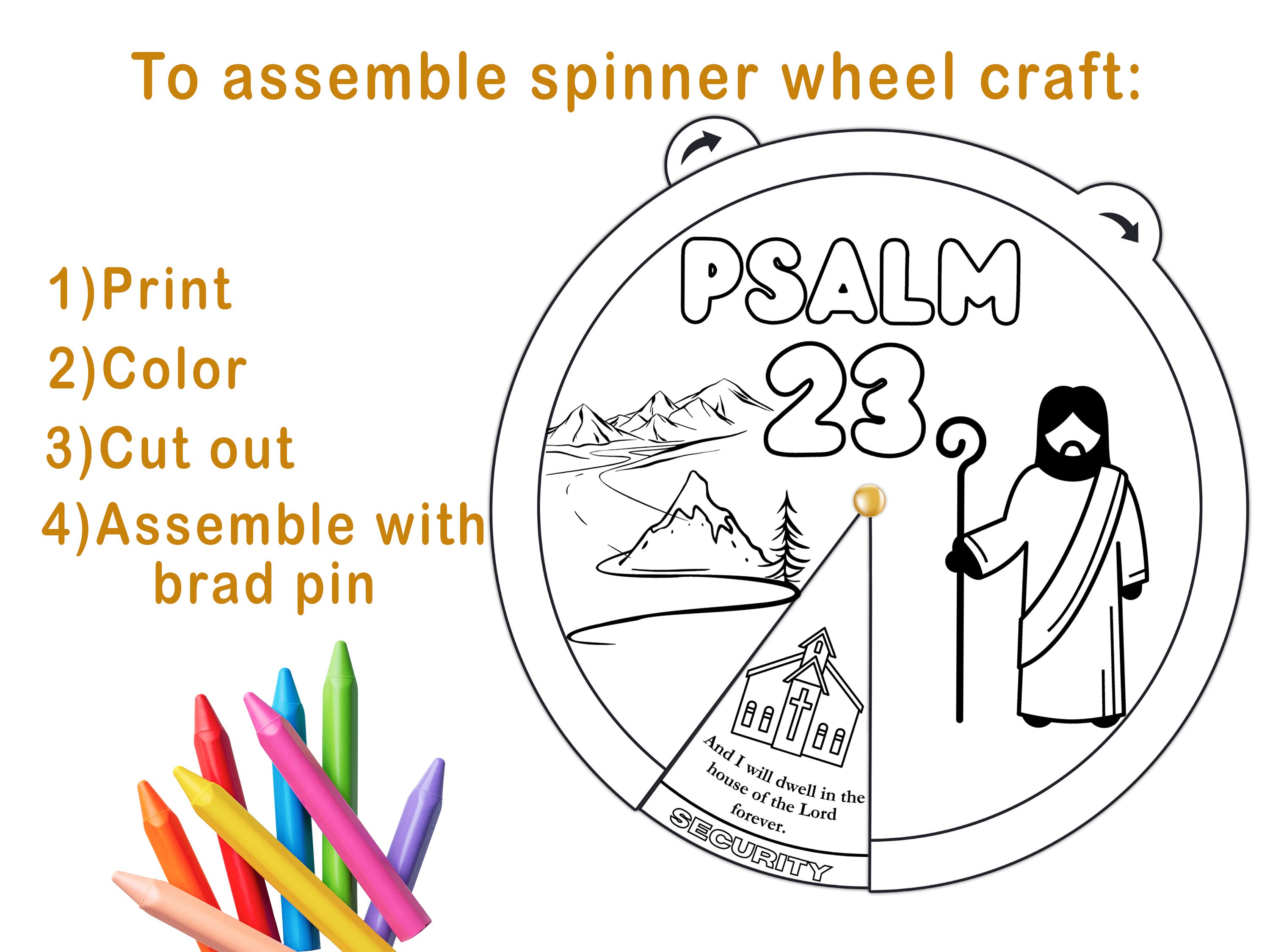 Psalm 23 Coloring Wheel Printable Bible Activity Watercolor - Etsy Ireland