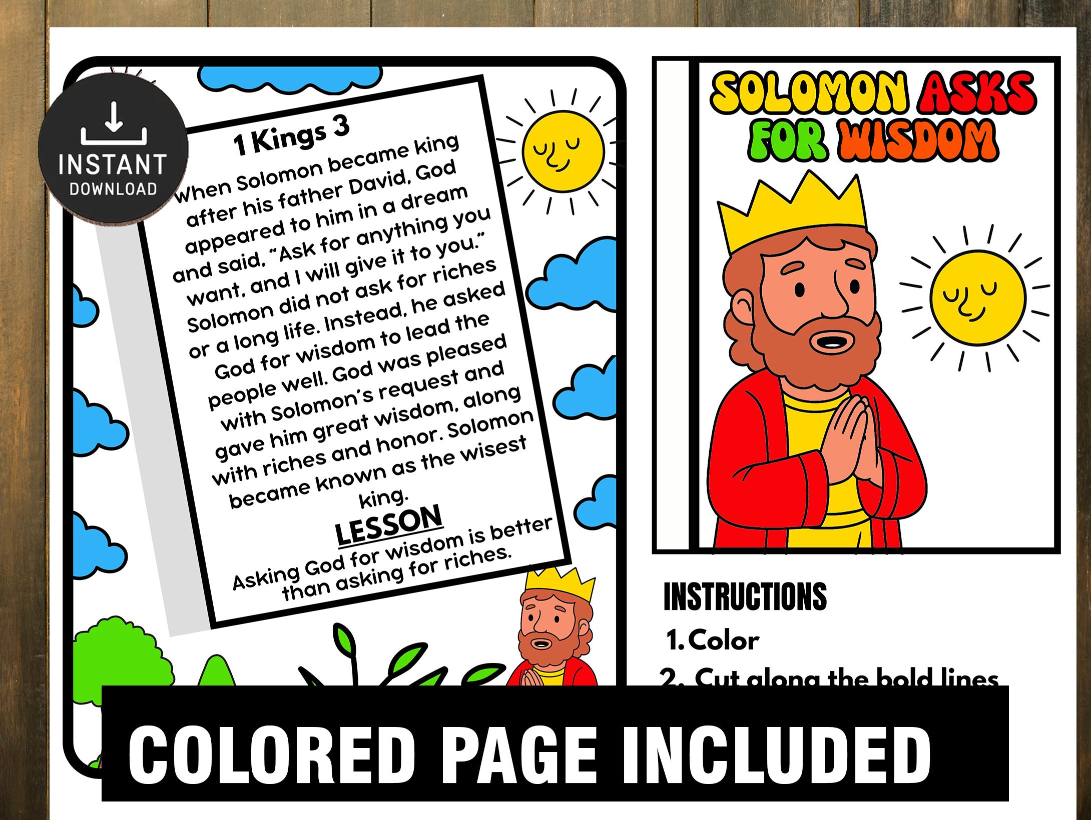 King Solomon Asks for Wisdom, Kids Bible Lesson, Sunday School, Bible ...