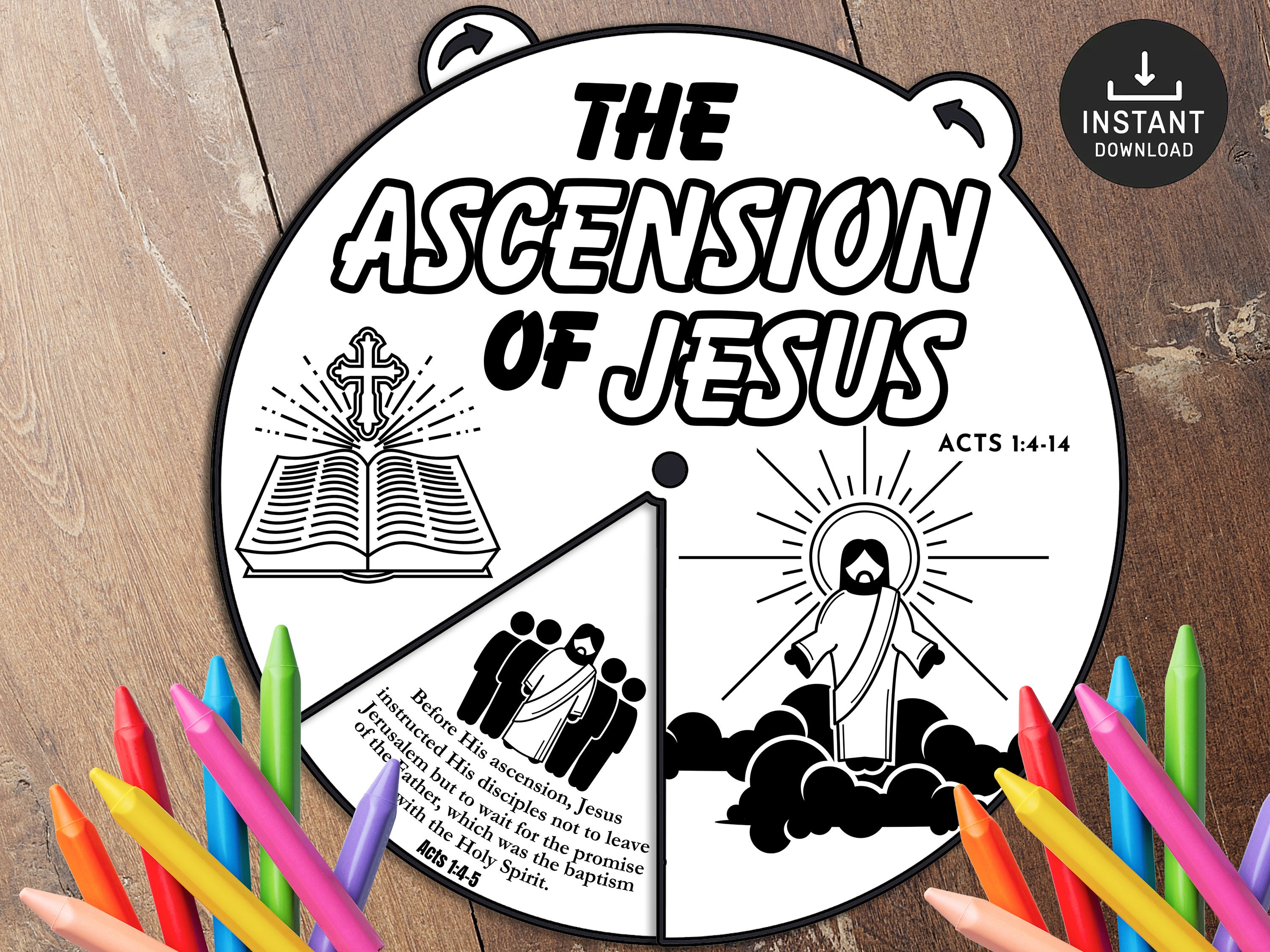 The Ascension of Jesus Coloring Wheel, Easter Craft, Bible Lessons ...