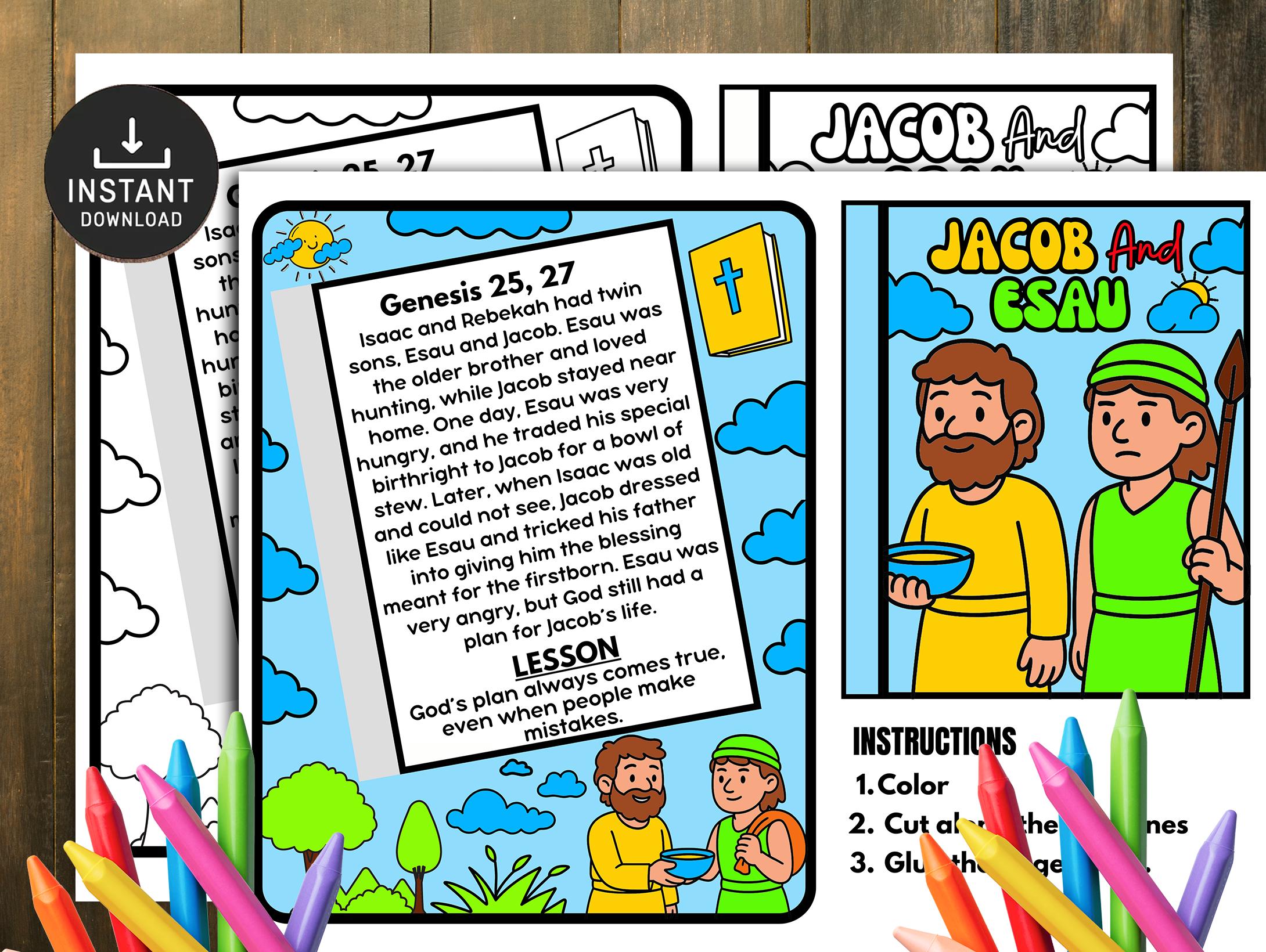 Jacob and Esau Bible Story Craft: Sunday School Activity (digital ...