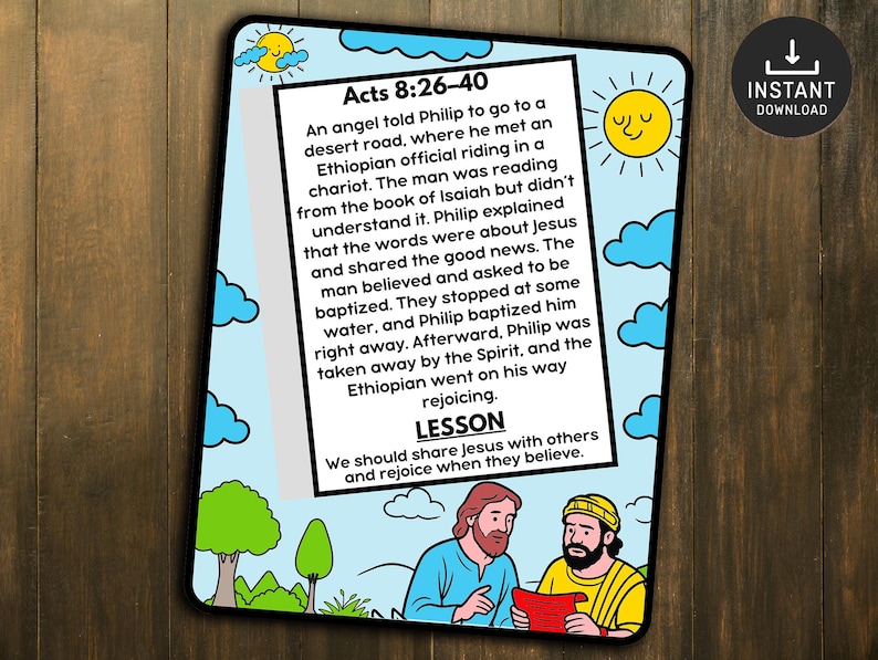 Philip and the Ethiopian Bible Story Craft, Kids Sunday School (digital ...