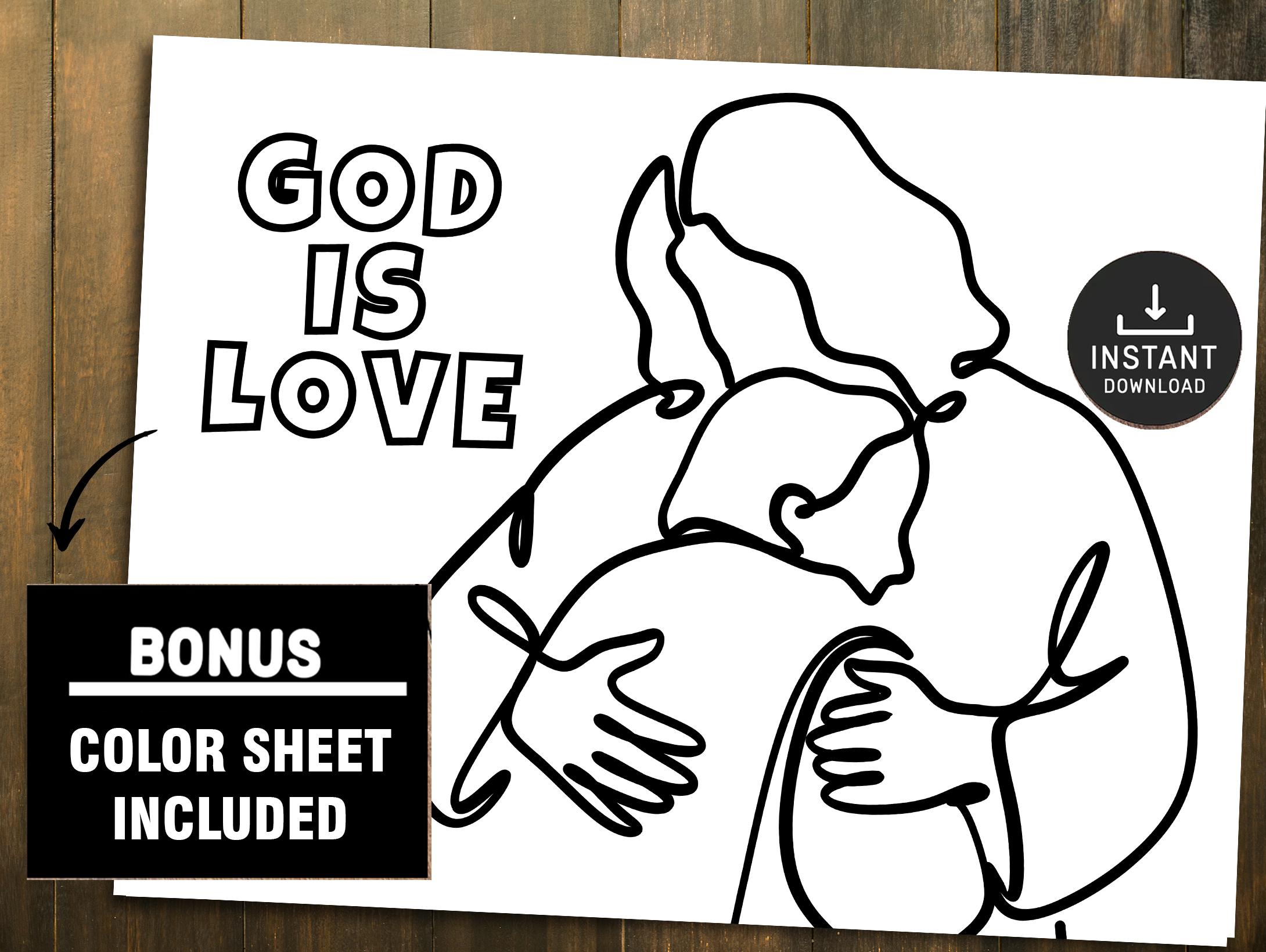 God is Love Activity Placemat, Bible Activity, Sunday School, Bible ...