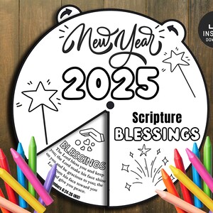 New Year 2024 Blessing Coloring Wheel, Bible Activity, Kids Bible ...
