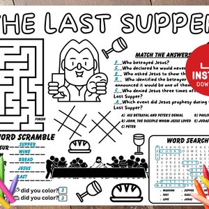 Last Supper Craft, , Bible Activity for Kids, Church Kids Activity ...