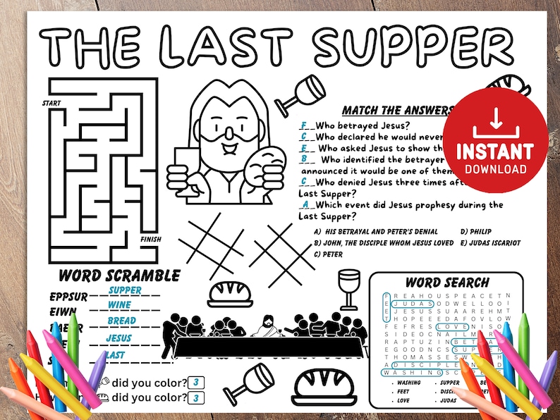 Last Supper Craft, , Bible Activity for Kids, Church Kids Activity ...
