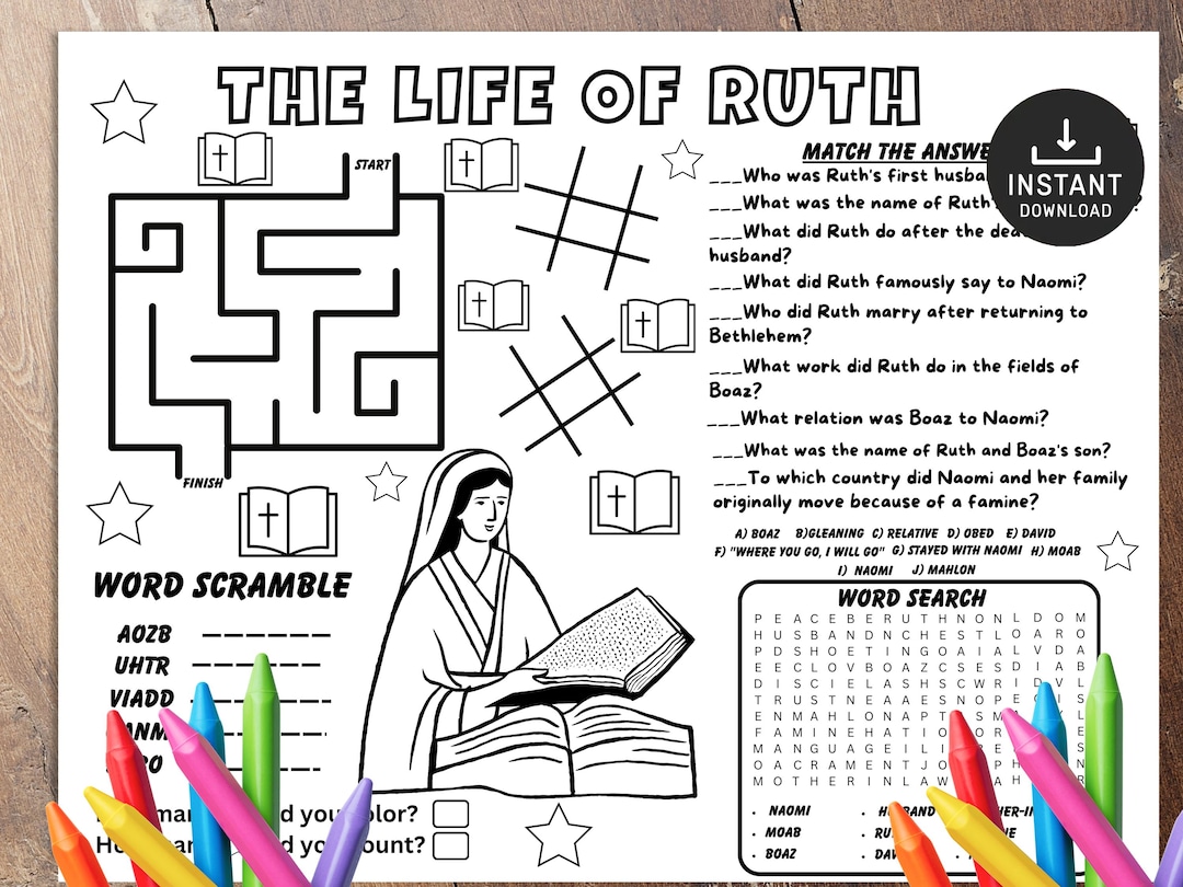 Ruth Activity Placemat, Bible Activity, Sunday School, Bible Placemat ...