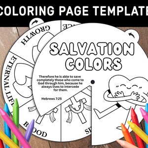 Salvation Coloring Wheel, Printable Bible Verse Activity, Watercolor ...