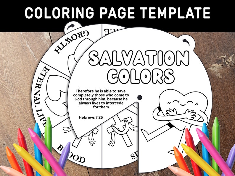 Salvation Coloring Wheel, Printable Bible Verse Activity, Watercolor ...