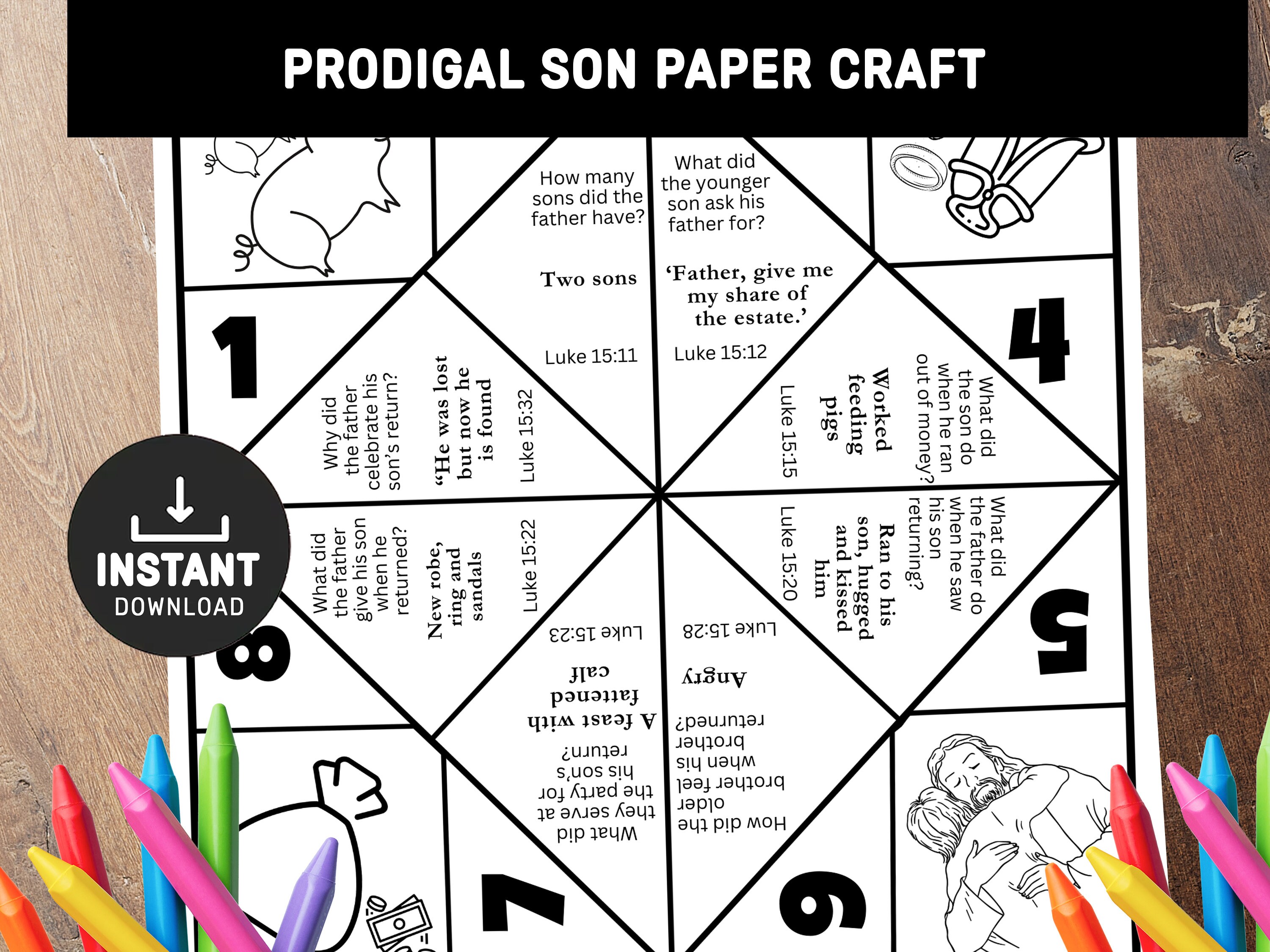 Prodigal Son Bible Story Activity Sunday School Craft - Etsy