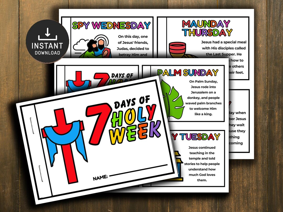 Holy Week Mini Book, Easter Bible Story Sunday School Craft, Holy Week ...