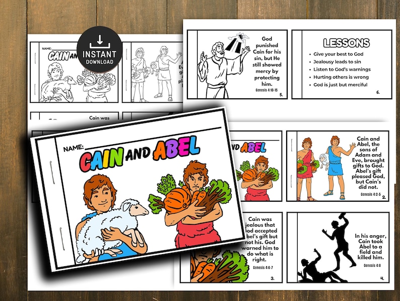 Cain and Abel Mini Book, Bible Lesson Kids, Bible Lesson, Memory Game ...