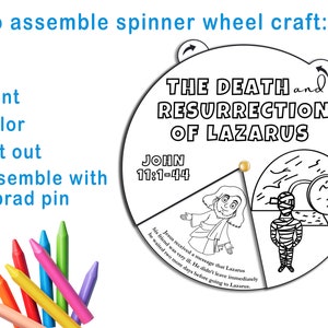Raising of Lazarus Coloring Wheel, Printable Bible Activity, Watercolor ...