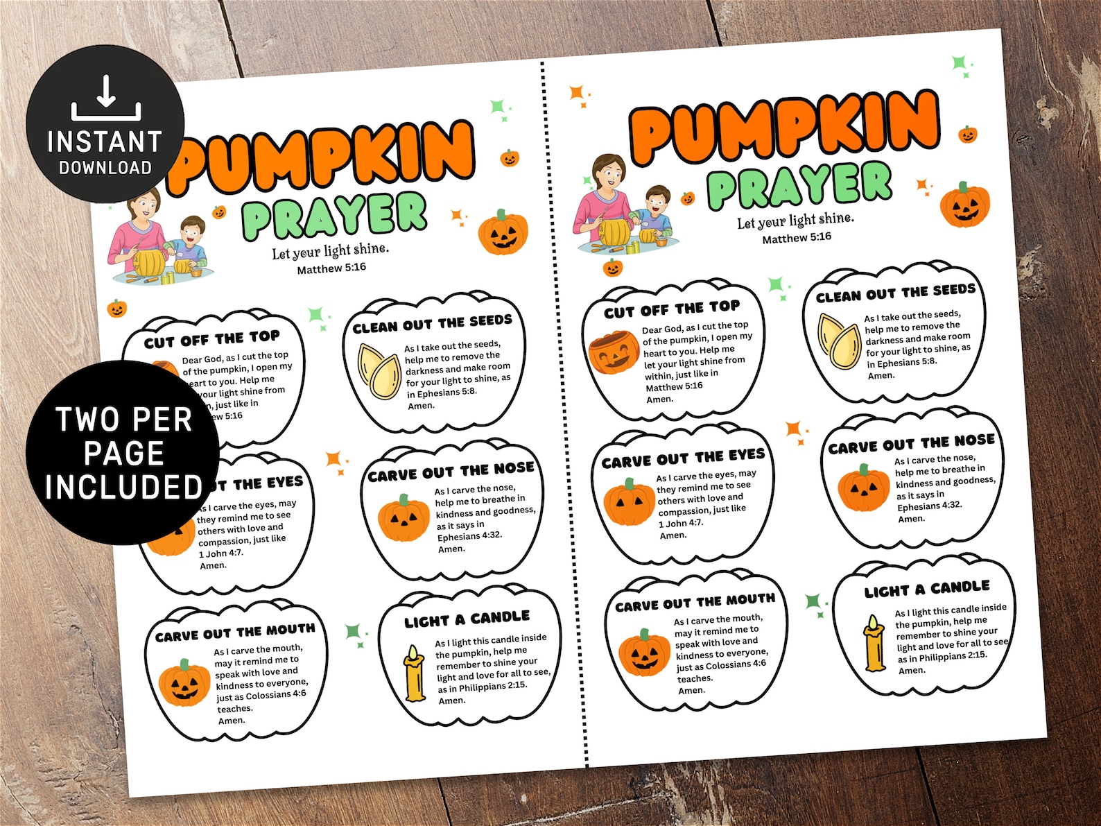 Pumpkin Prayer for Halloween Christian Handout, Halloween Activity ...
