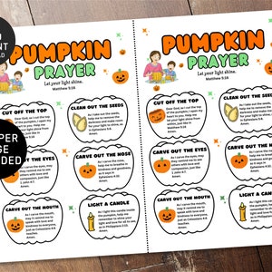 Pumpkin Prayer for Halloween Christian Handout, Halloween Activity ...