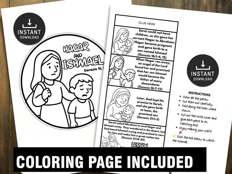 Hagar and Ishmael Bible Story Craft, Folding Surprise (digital Download ...