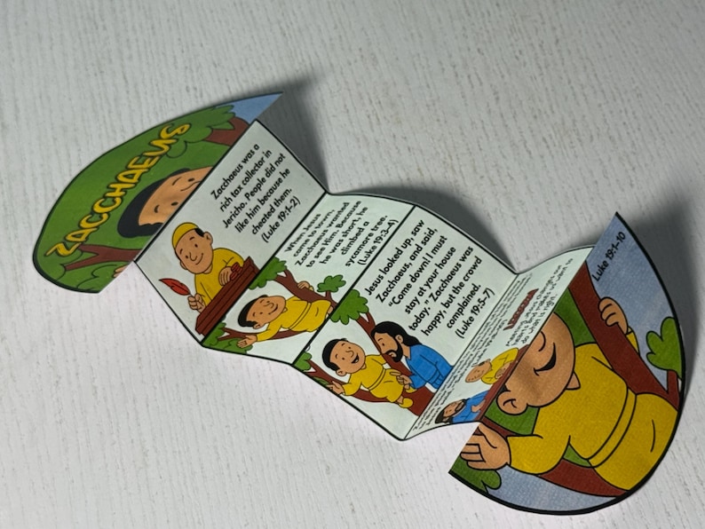 Zacchaeus Folding Surprise Bible Story Craft, Bible Lesson, Jesus and ...