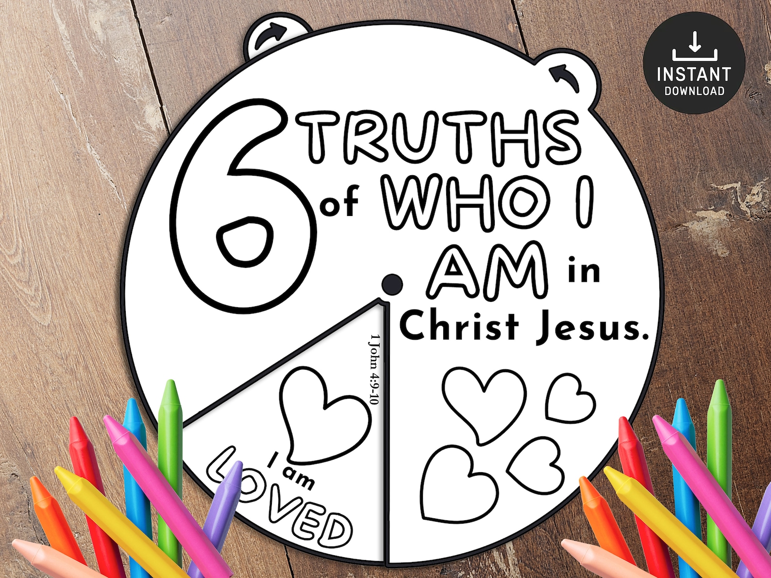 Printable Identity in Christ Coloring Wheel, Printable Bible Activity ...