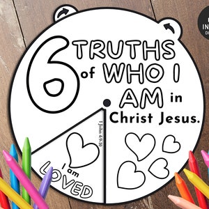 Printable Identity in Christ Coloring Wheel, Printable Bible Activity ...