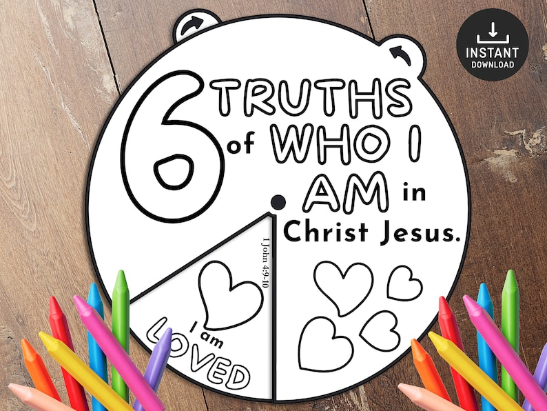 Printable Identity in Christ Coloring Wheel Printable Bible - Etsy