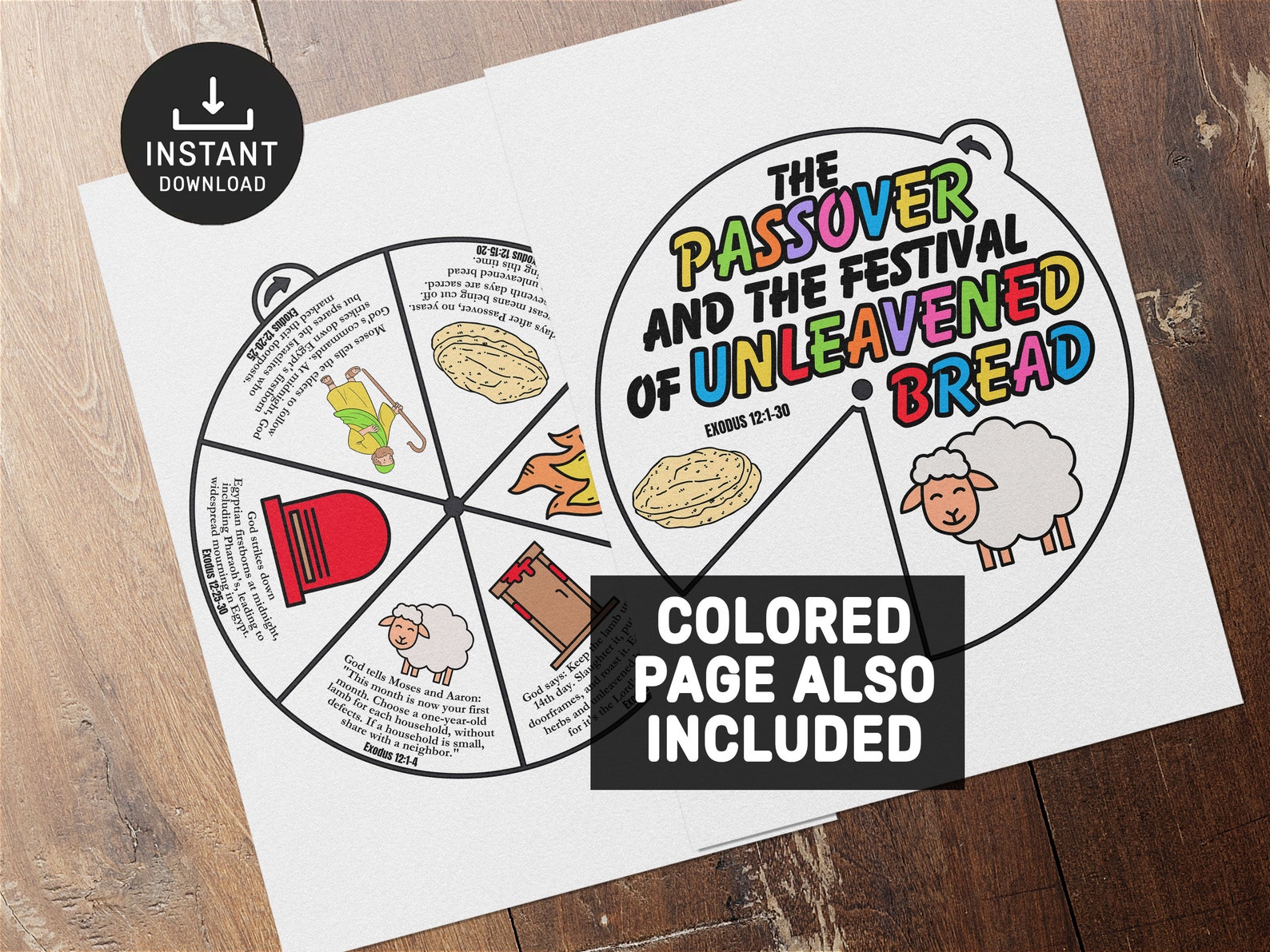 Passover Coloring Wheel, Passover Craft, Passover Activity, Bible ...