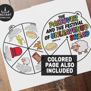 Passover Coloring Wheel, Passover Craft, Passover Activity, Bible ...