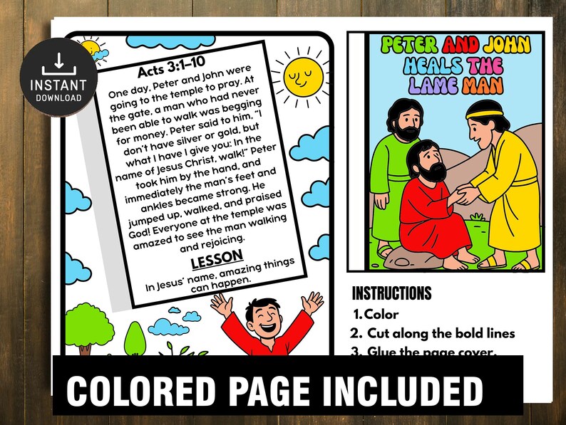 Peter and John Heals the Lame Man Bible Story Craft, Bible Lesson ...
