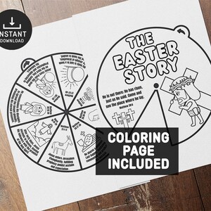 Easter Bible Story Coloring Wheel, Easter Sunday School Craft, Holy ...