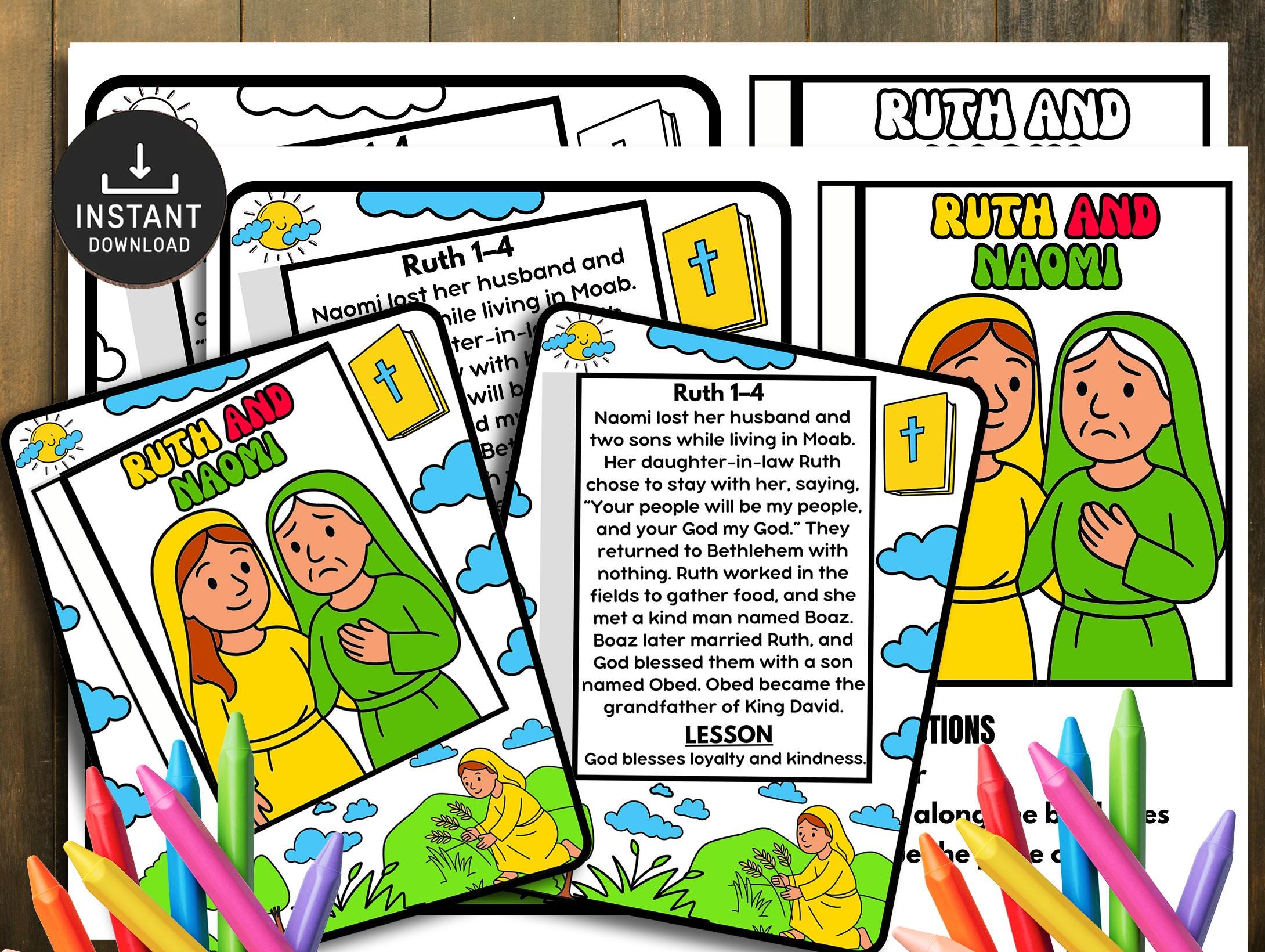 Ruth and Naomi Mini Book, Sunday School Craft, Bible Craft for Kids ...