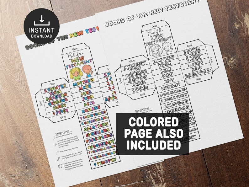Books of the Bible, Old & New Testament Coloring Cube, Bible Activity ...