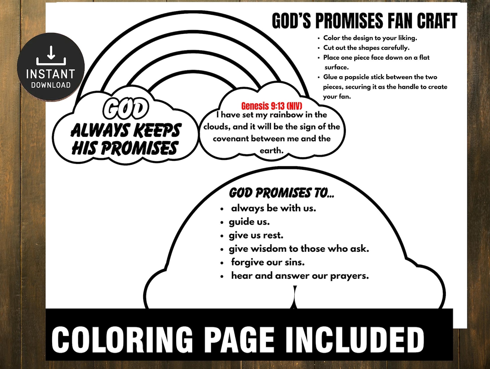 God's Promises Rainbow Fan Craft, Sunday School Lessons, Bible Activity ...