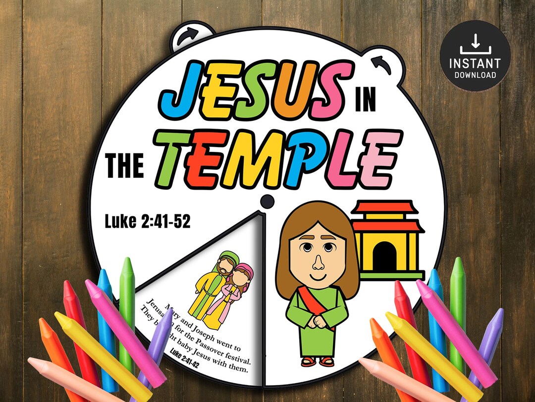 Jesus in the Temple Coloring Wheel, Luke 2, Bible Story, Kids Bible ...