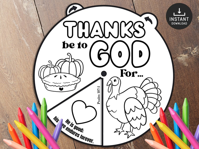 Thanks Be to God Coloring Wheel, Thanksgiving, Scripture, Bible ...
