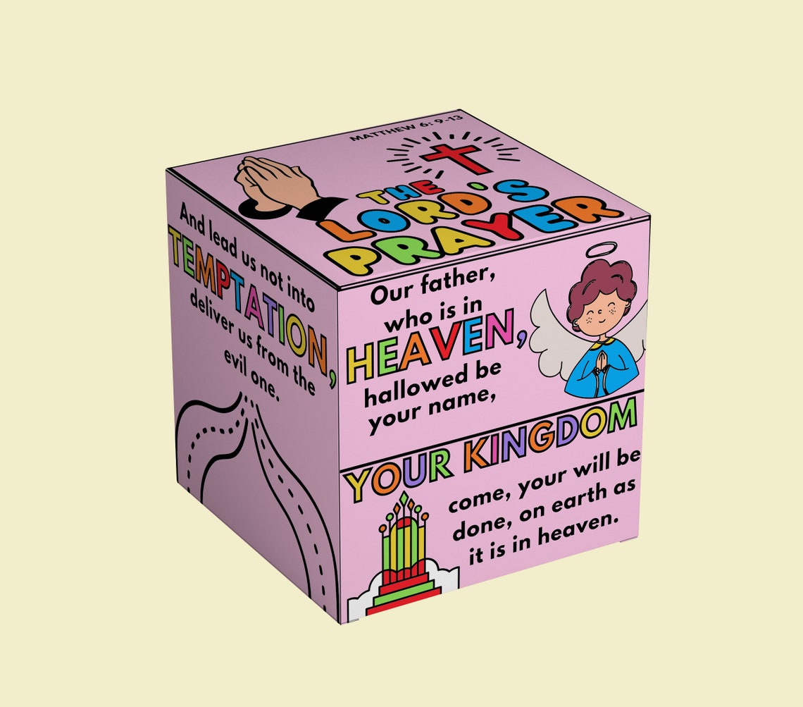 Printable Lords Prayer Cube for Kids, Lord's Bible Verse Sunday School ...