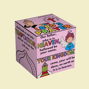 Printable Lords Prayer Cube for Kids, Lord's Bible Verse Sunday School ...
