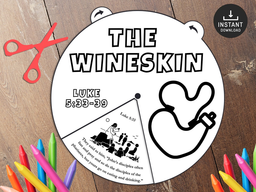 The Parable of the Wineskin Coloring Wheel, Printable Bible Activity ...