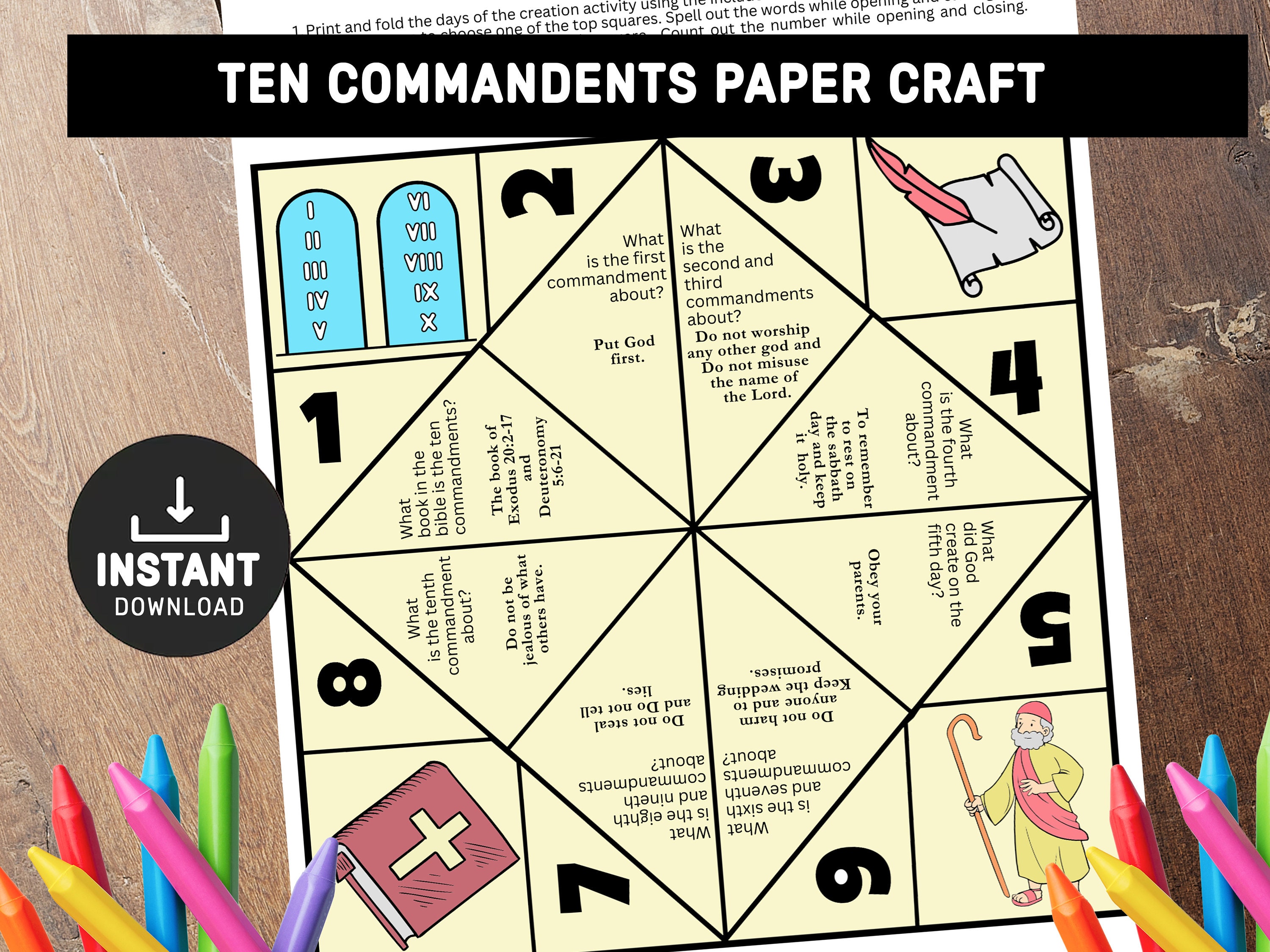 Ten Commandments Bible Story Activity Watercolor Kids Bible - Etsy Canada