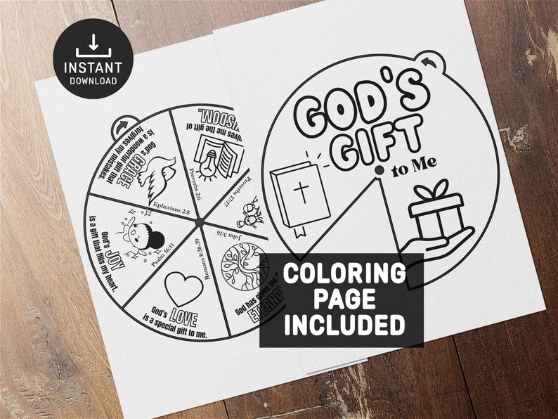 God's Gift to Me Coloring Wheel, Coloring Wheel, Bible Activity, Kids ...