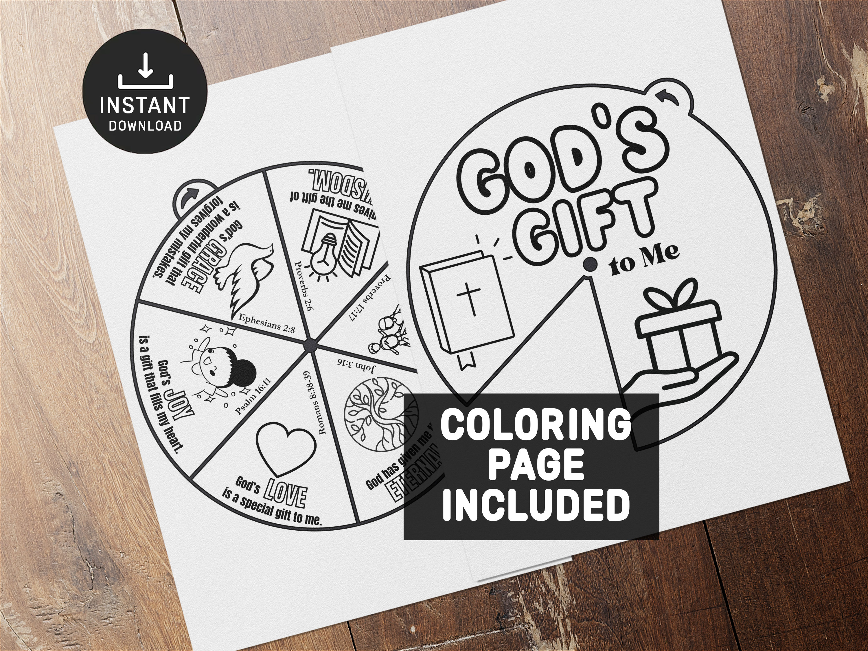 God's Gift to Me Coloring Wheel, Coloring Wheel, Bible Activity, Kids ...