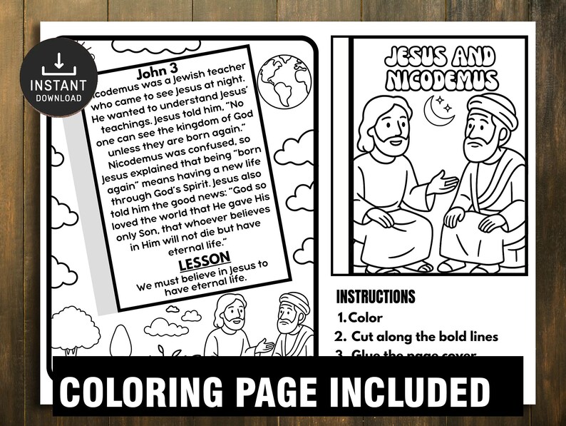 Nicodemus Meets Jesus Mini Book, Sunday School Craft (digital Download ...