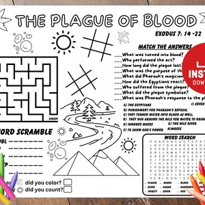 Plagues of Egypt, Bible Activity, Sunday Activities, Bible Placemat ...