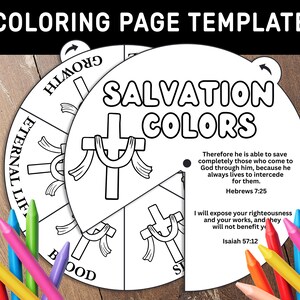 Salvation Coloring Wheel, Printable Bible Verse Activity, Watercolor ...