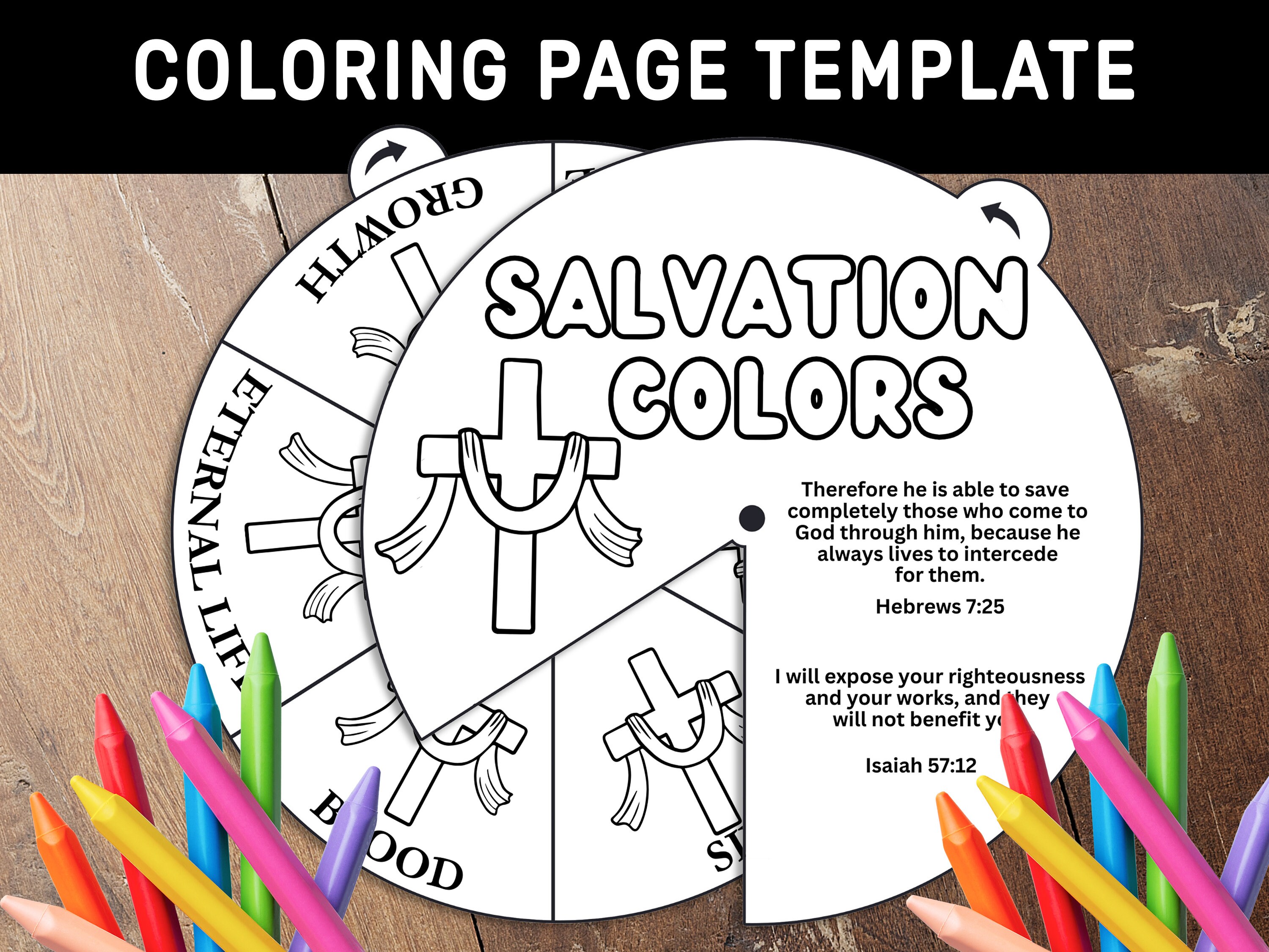 Salvation Coloring Wheel, Printable Bible Verse Activity, Watercolor ...