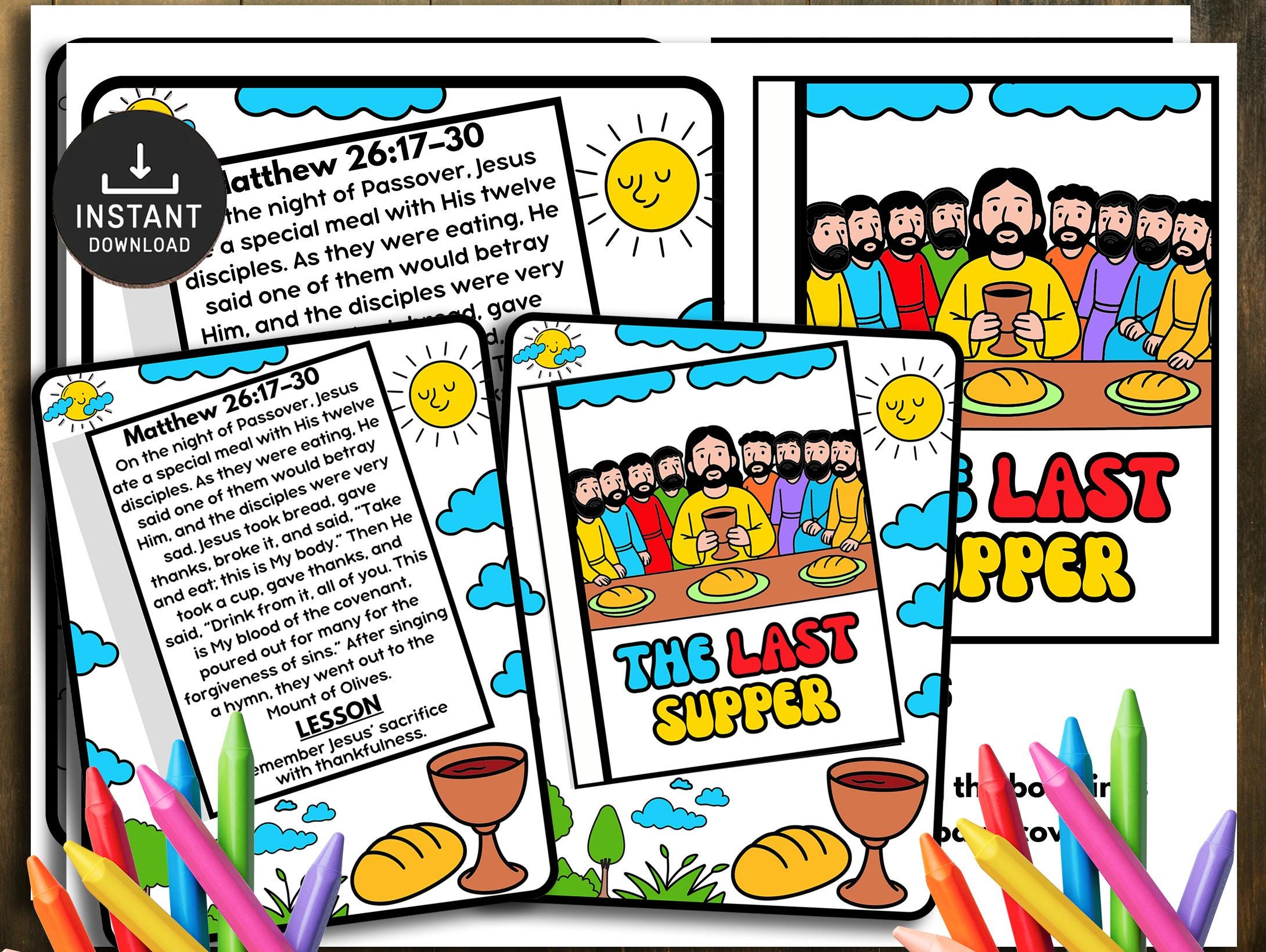 The Last Supper Bible Story Craft, Kids Sunday School (digital Download ...