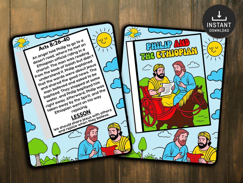 Philip and the Ethiopian Bible Story Craft, Kids Sunday School (digital ...