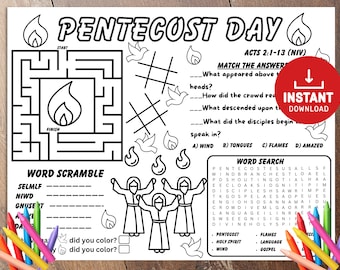 Pentecost Holy Spirit Comes Bible Wheel Craft Sunday School Lesson for ...