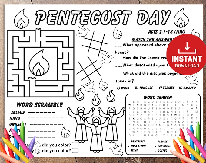 Pentecost Holy Spirit Comes Bible Wheel Craft Sunday School Lesson for ...