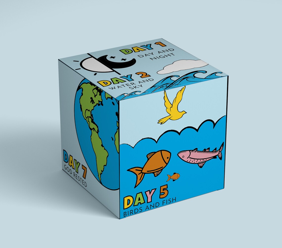 Days of Creation Cube, Coloring Page, Printable Bible Activity ...