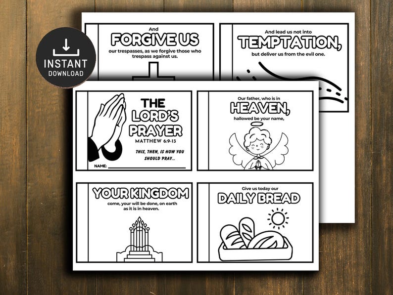 The Lord's Prayer Mini Book, Bible Activity, Kids Bible Lesson, Memory ...